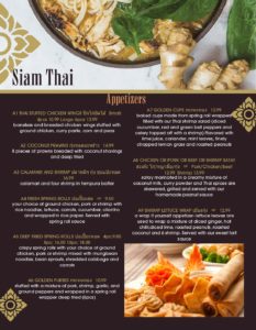 Dinner Menu - Siam Authentic Thai Cuisine